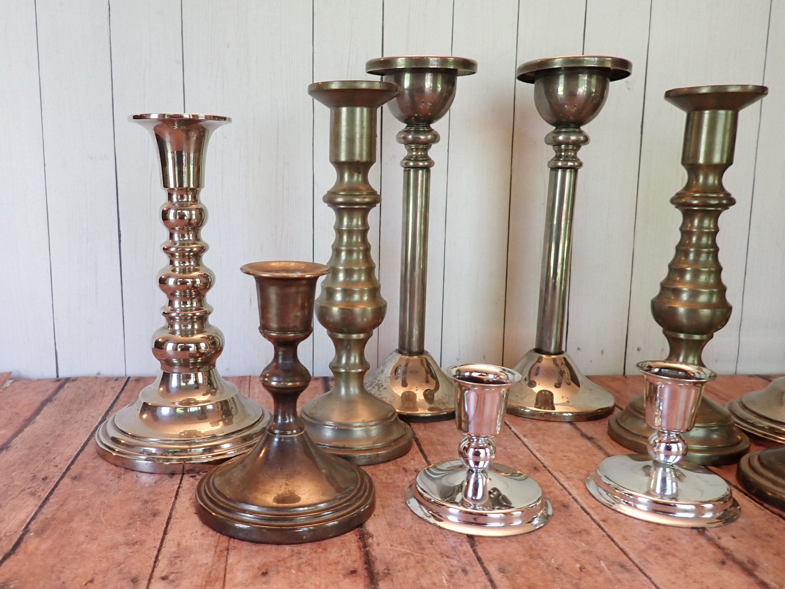 Vintage Silver Metal Pewter Candlestick Set of 10 Matching Pairs ...