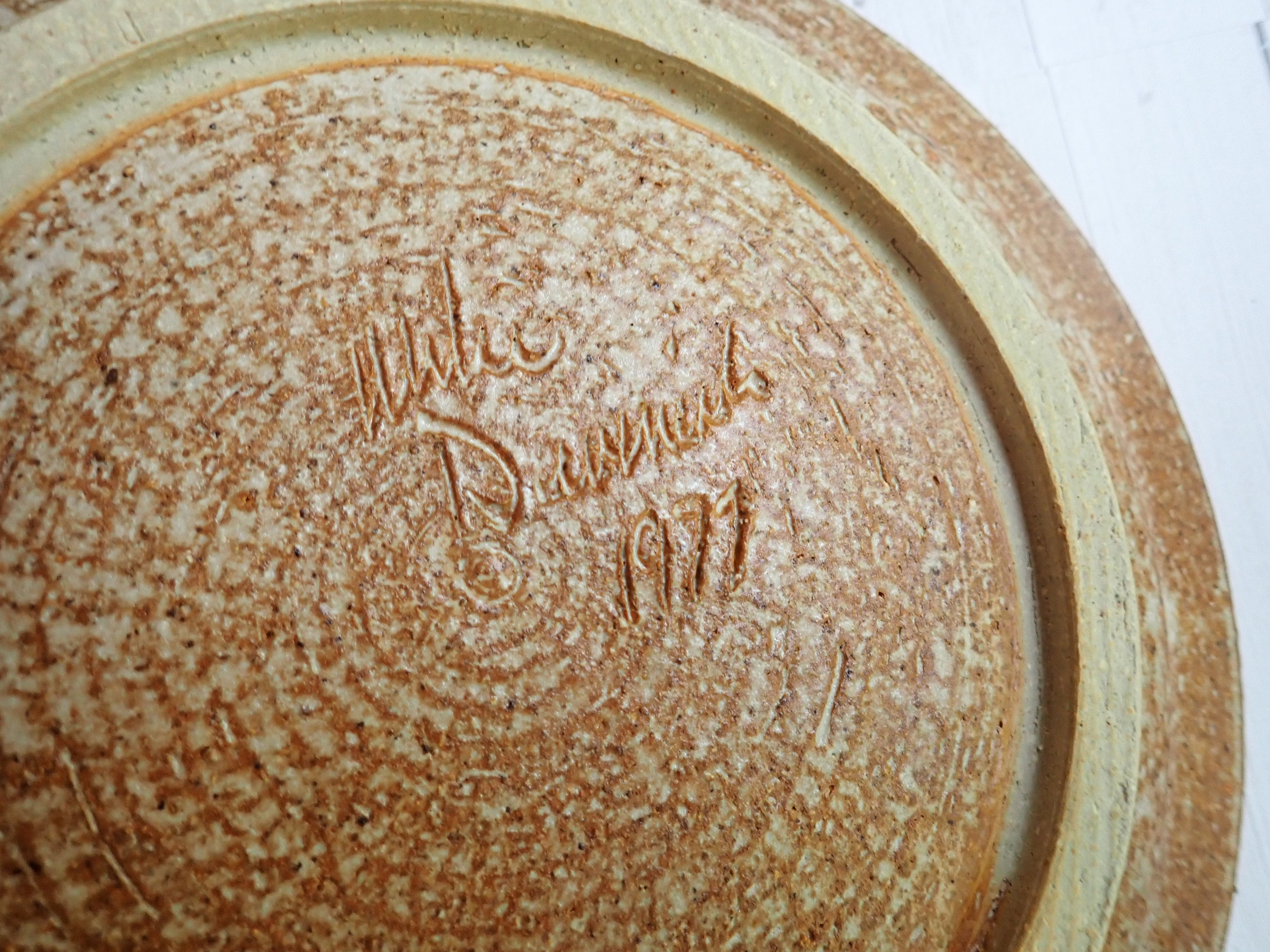 Vintage Stoneware Pottery Plates Set of 4 Brown and Green with Circle ...