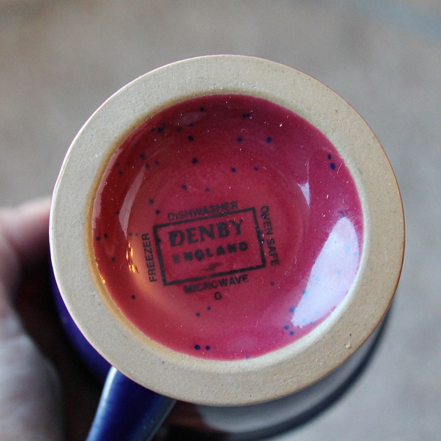 Vintage Denby HARLEQUIN Footed Mug Cup Set of 6 Green Red Ceramic ...