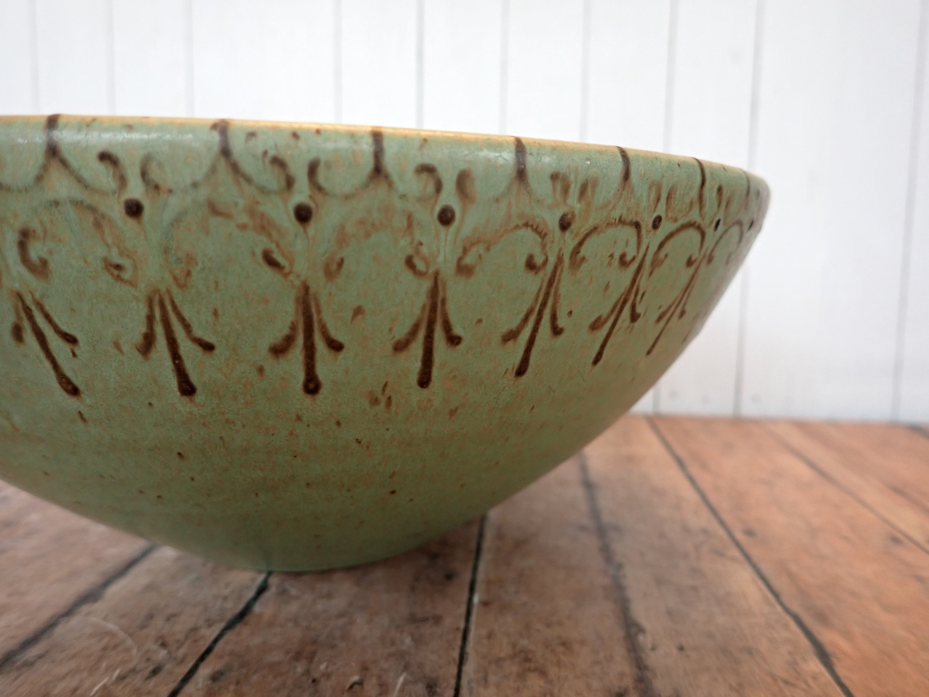 Vintage Sharon Jean Blum Pottery Mission Style Stoneware Serving Bowl ...