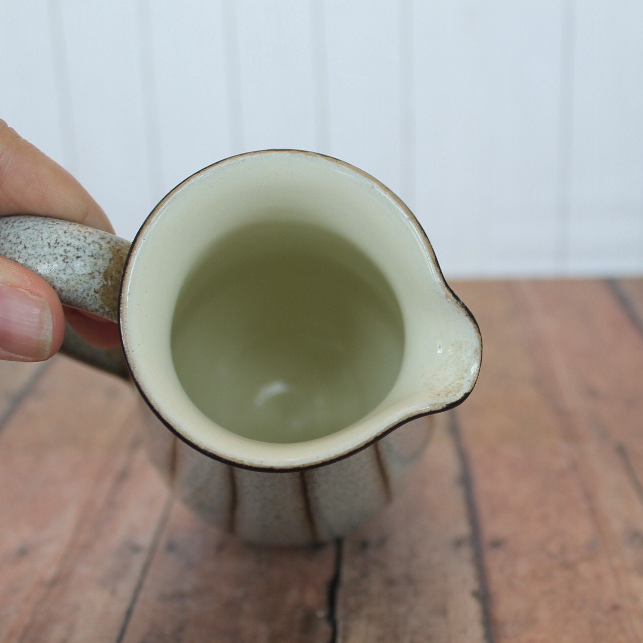 Vintage Denby STUDIO Stoneware Creamer Gray with Brown with Lines