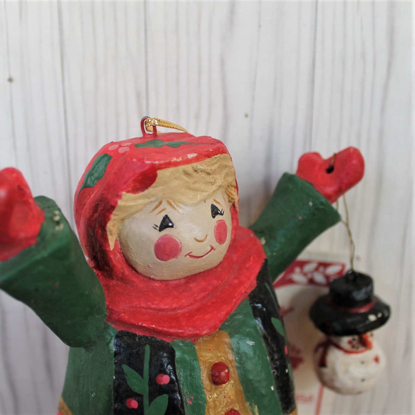 Vintage HOUSE OF HATTEN 1993 Victorian Girl with Snowman Ornament ...