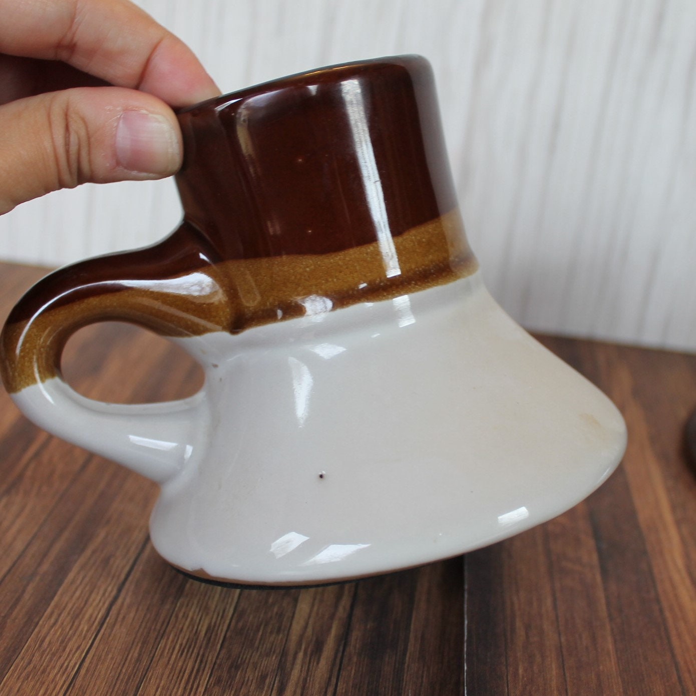 Vintage Wide Base No Spill Ceramic Stoneware Travel Mugs Pair Set of 2 ...