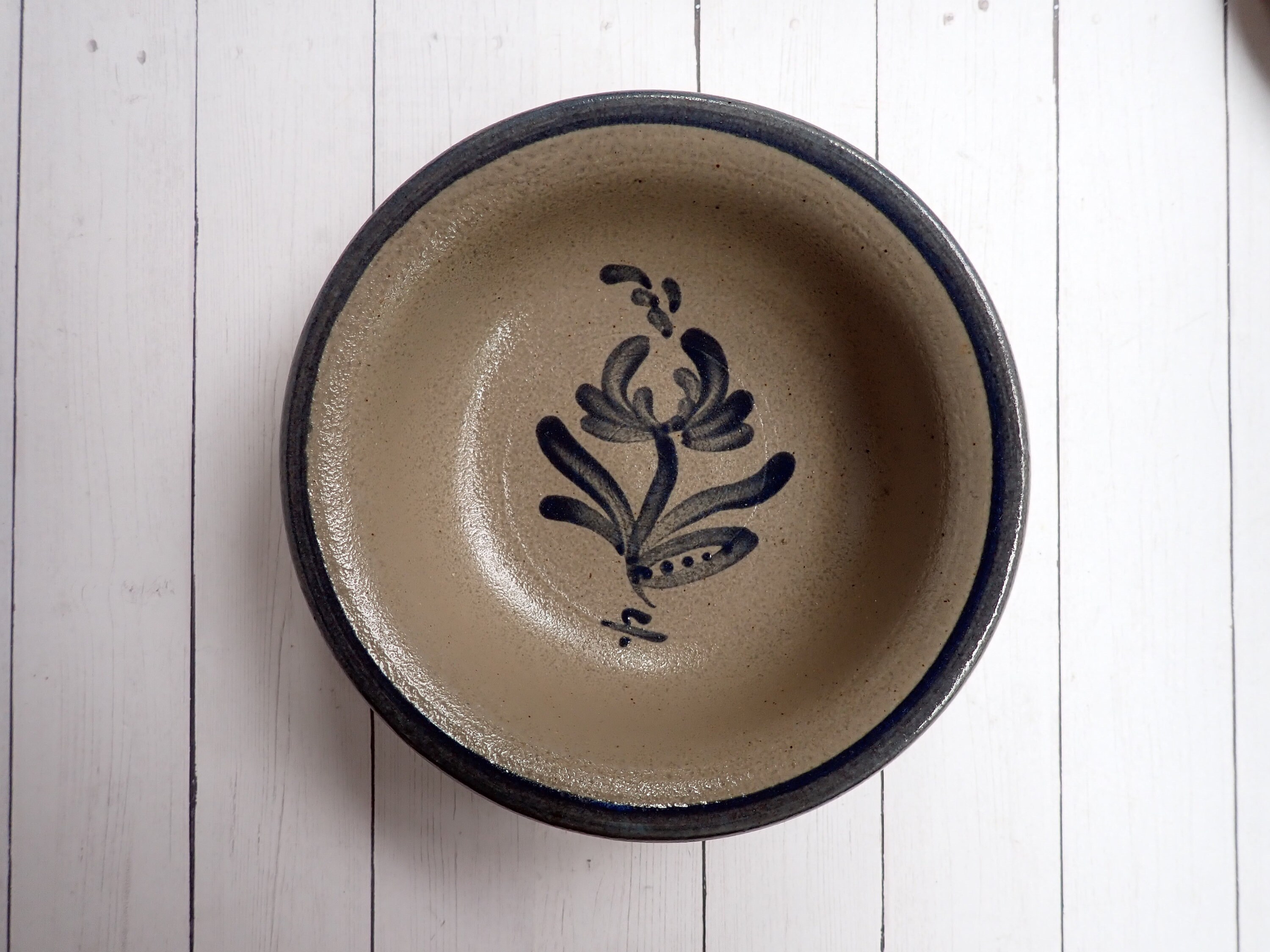 Vintage Rowe Pottery Works Salad Plate and Cereal Bowl Grey Salt Glazed ...