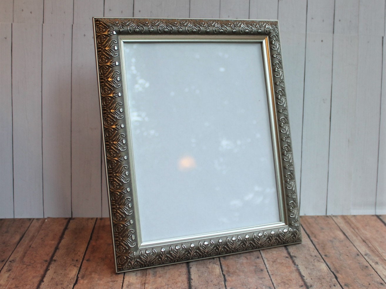 Vintage 8x10 Silver Gray Photo Picture Frame with Scroll Floral Leaf ...