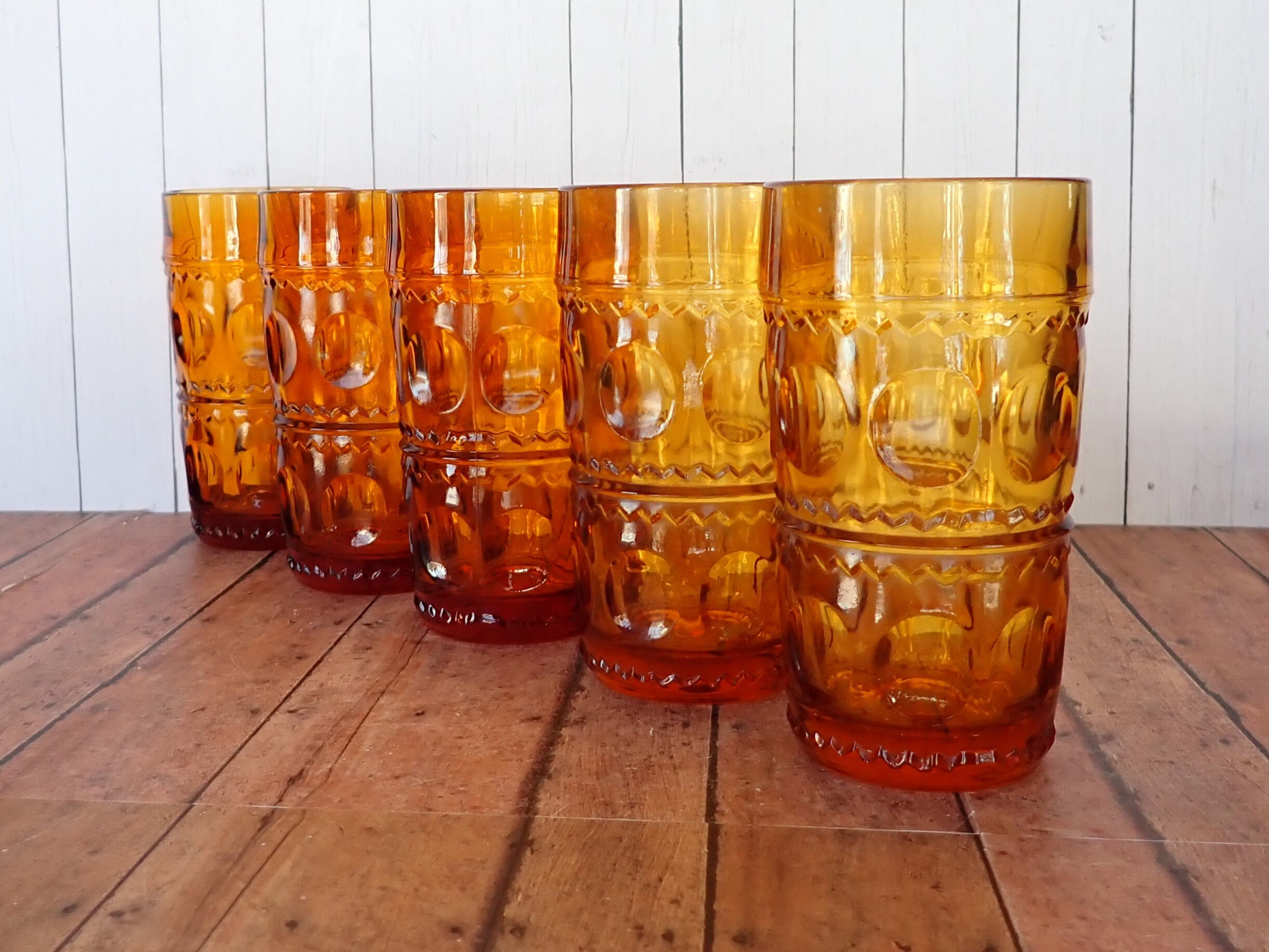 Vintage Indiana Glass Colony KINGS CROWN Amber Gold 12 oz. Flat Tumbler ...