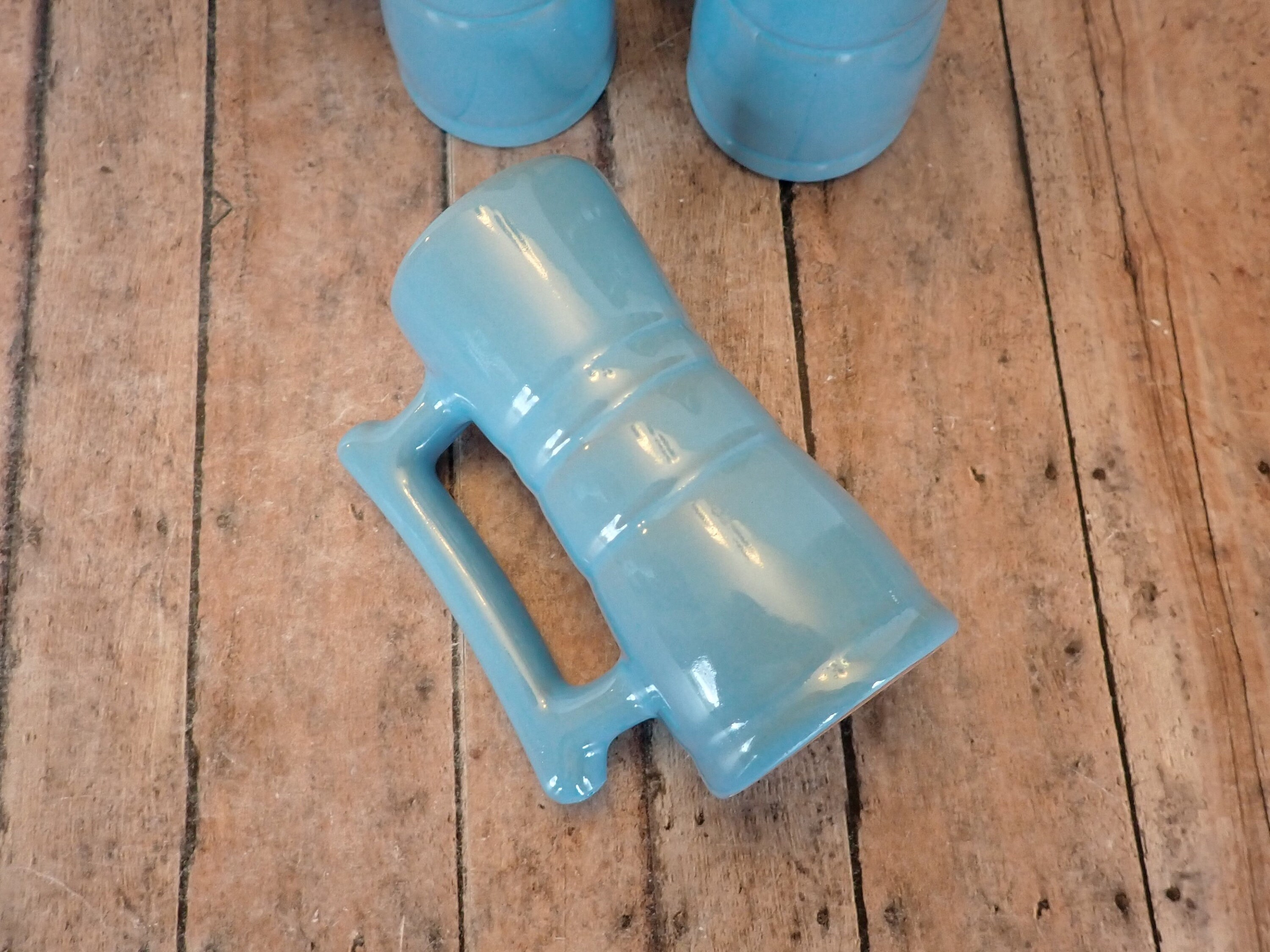 Vintage Frankoma Robins Egg Blue 32 oz. Pitcher 26D and Handled China ...