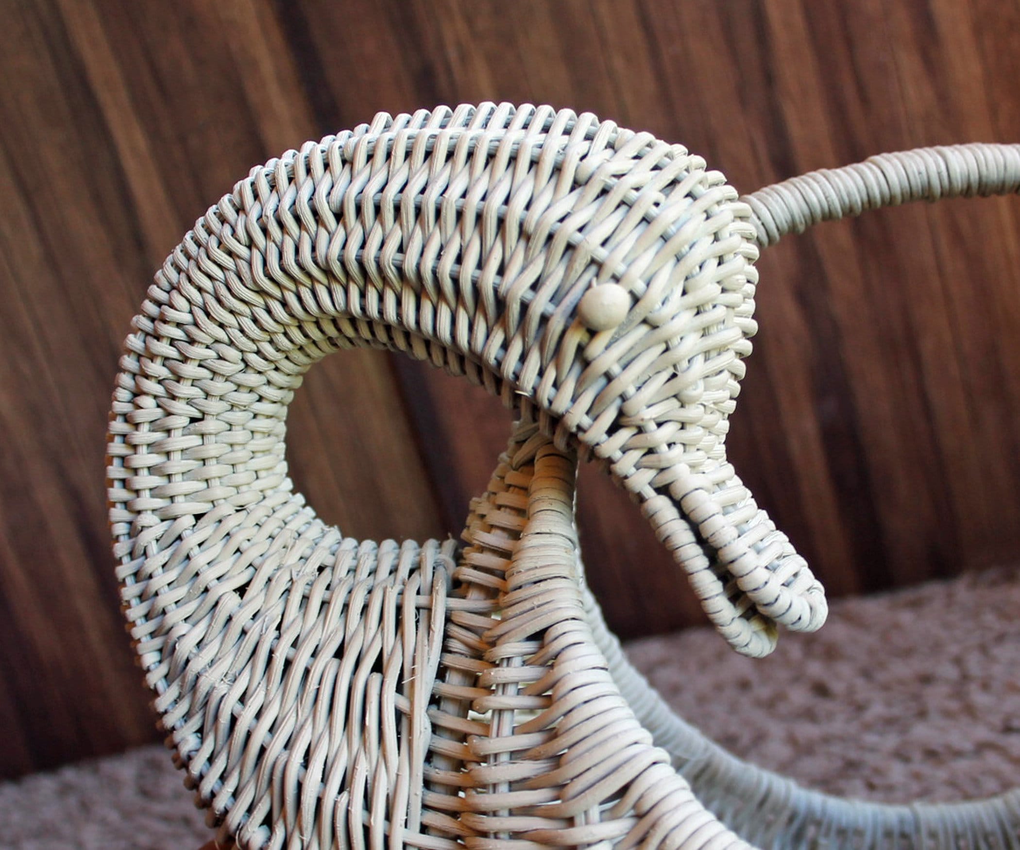 Vintage White Woven Wicker Duck Swan Basket Large Size Animal Basket ...