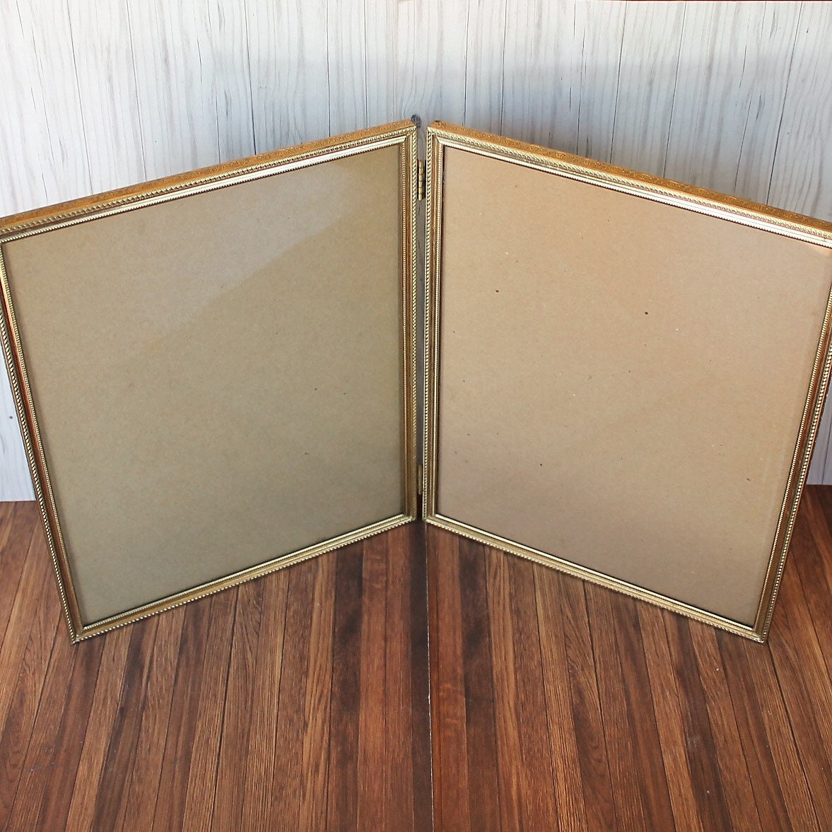 Vintage Brass Bronze Colored Metal Double Hinged Two Part Photo Picture ...