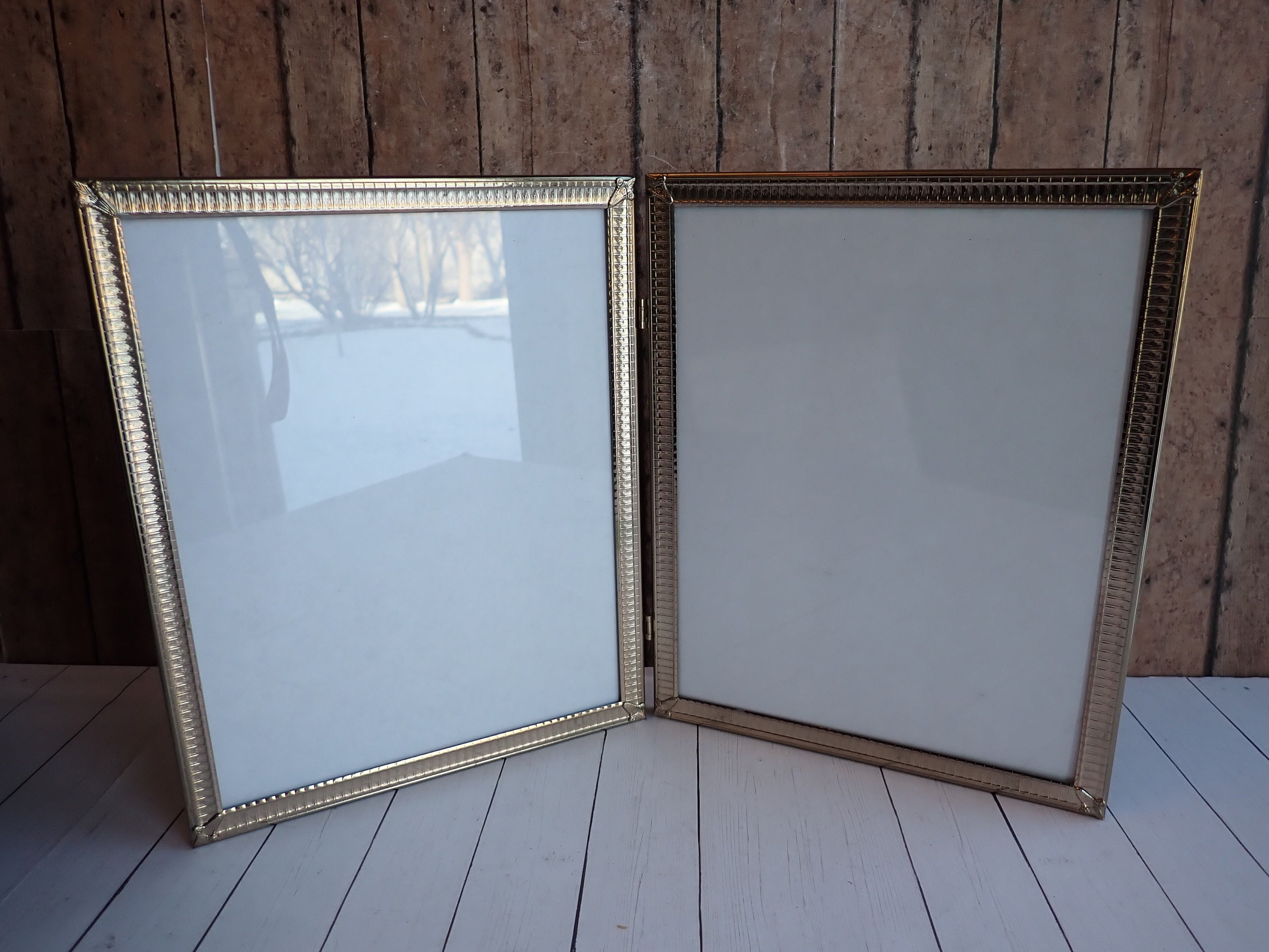 Vintage Brass Gold Colored Metal Double Hinged Two Part Photo Picture ...