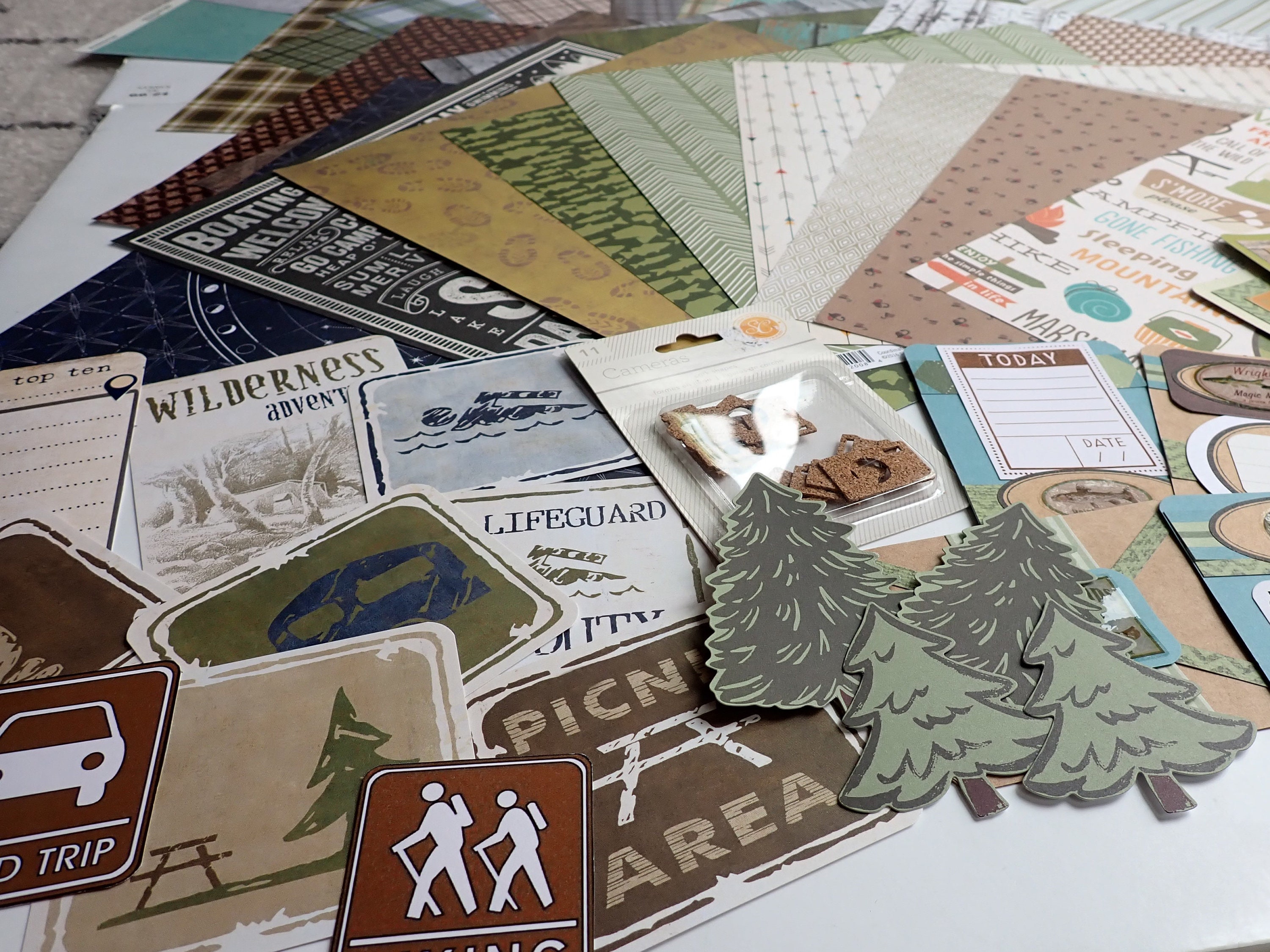 Hiking Camping Fishing Scrapbook Paper Kit 12x12 Set of 37 Sheets Plus ...