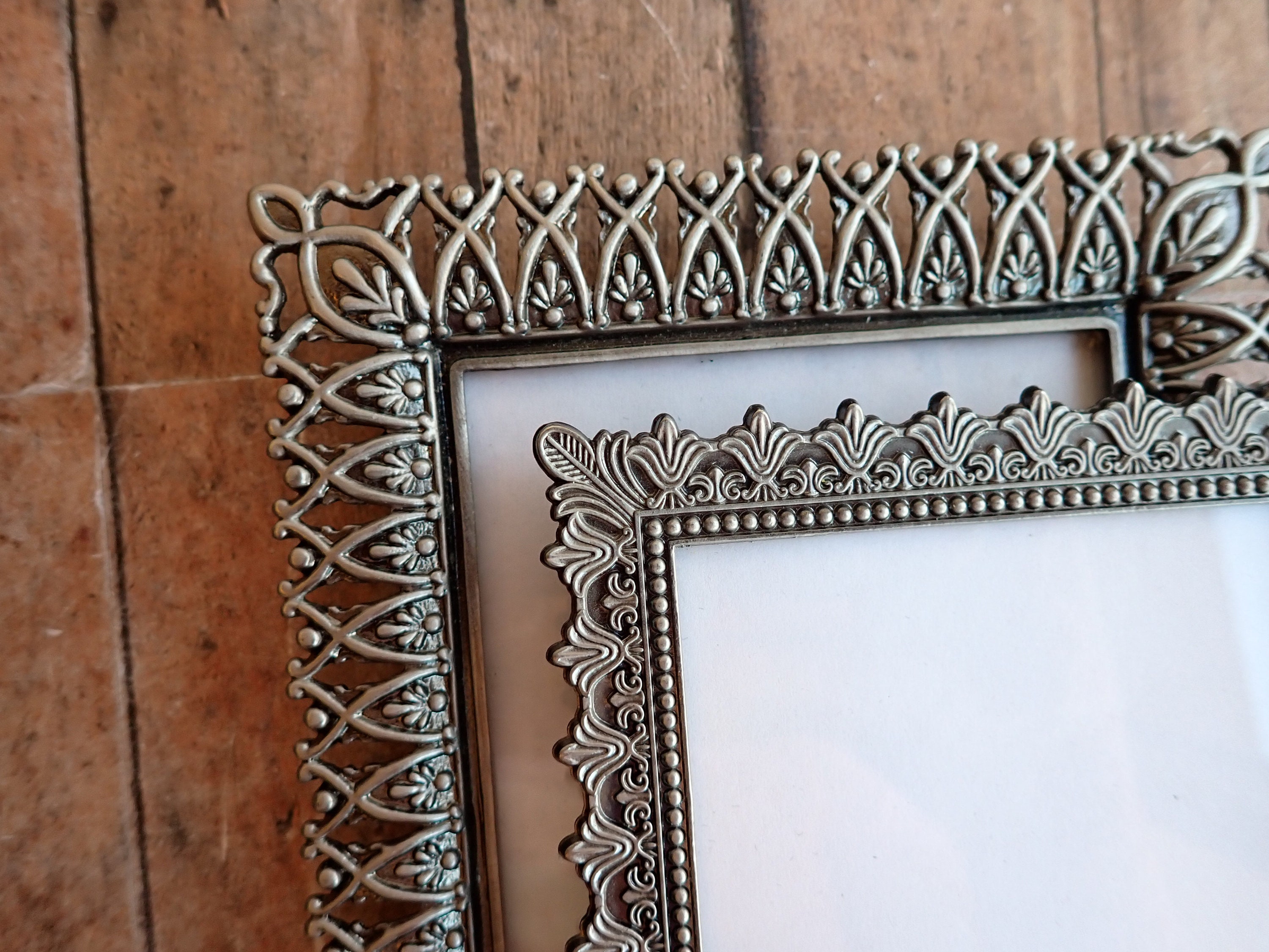 Vintage Silver Metal 3x5 Picture Photo Frame Set of 2 with Filigree ...