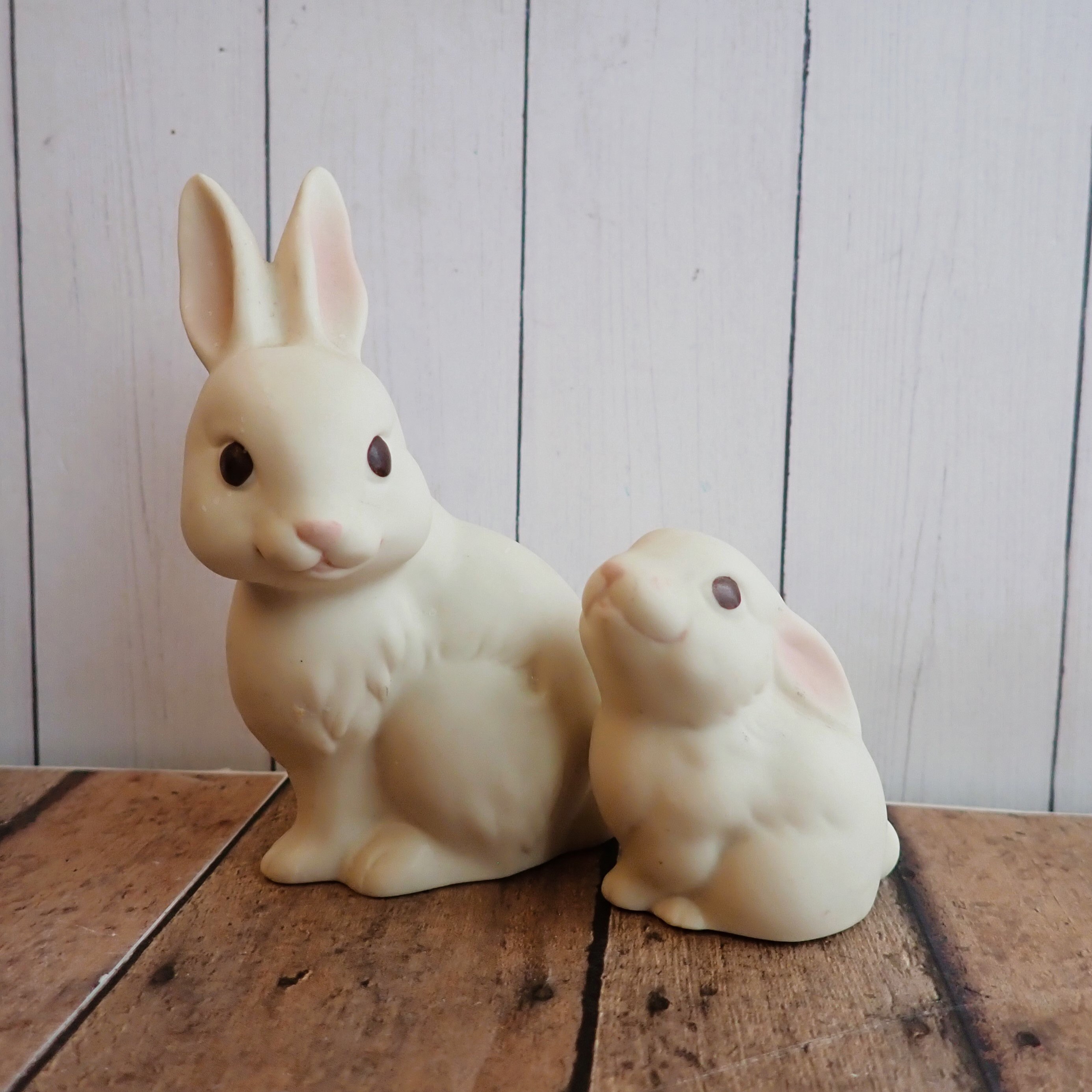 Vintage Mexican Ceramic Porcelain Bunny Rabbit Figurines Set of 2 White ...