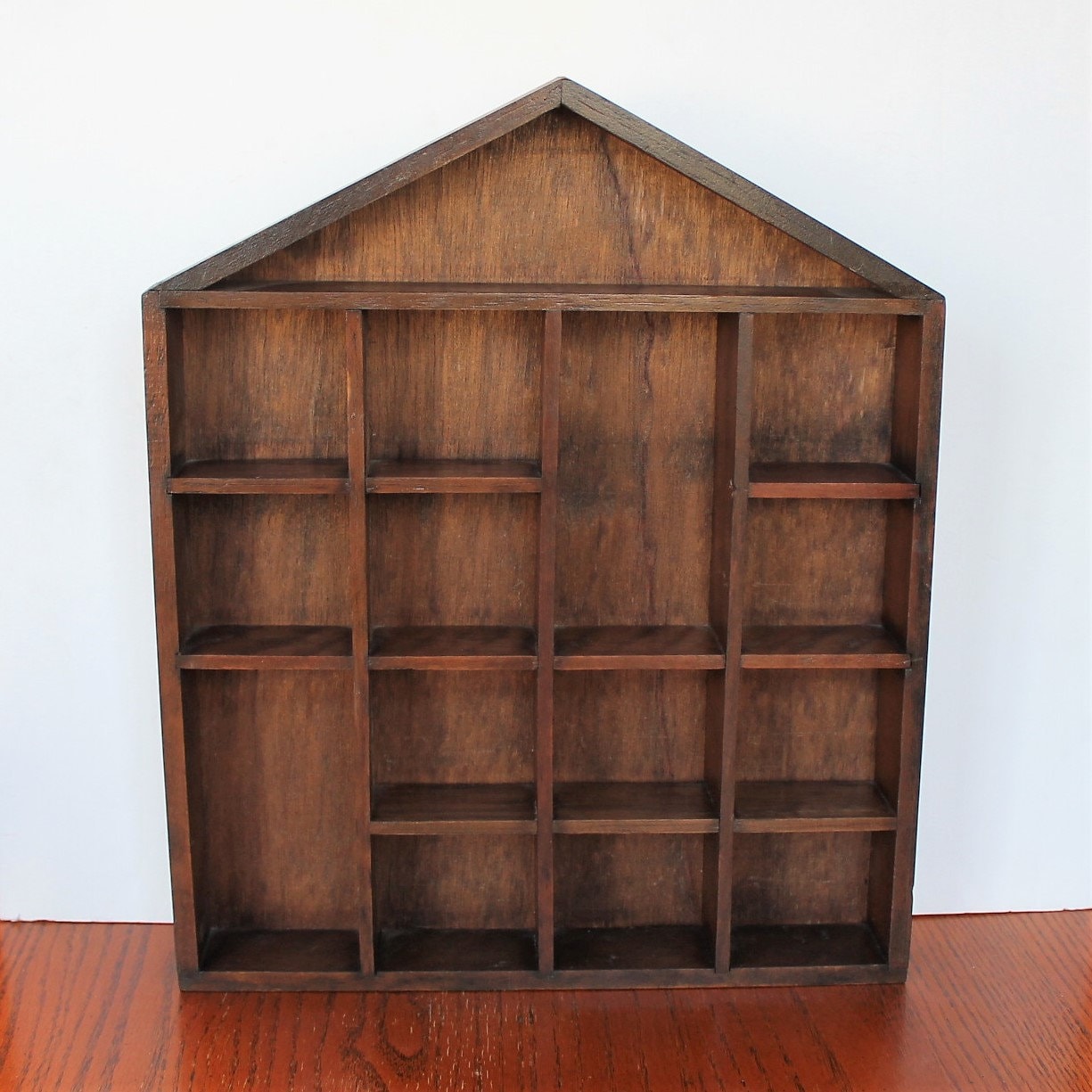Vintage Wood House Shape Display Shelf for Small Miniatures Trinkets ...