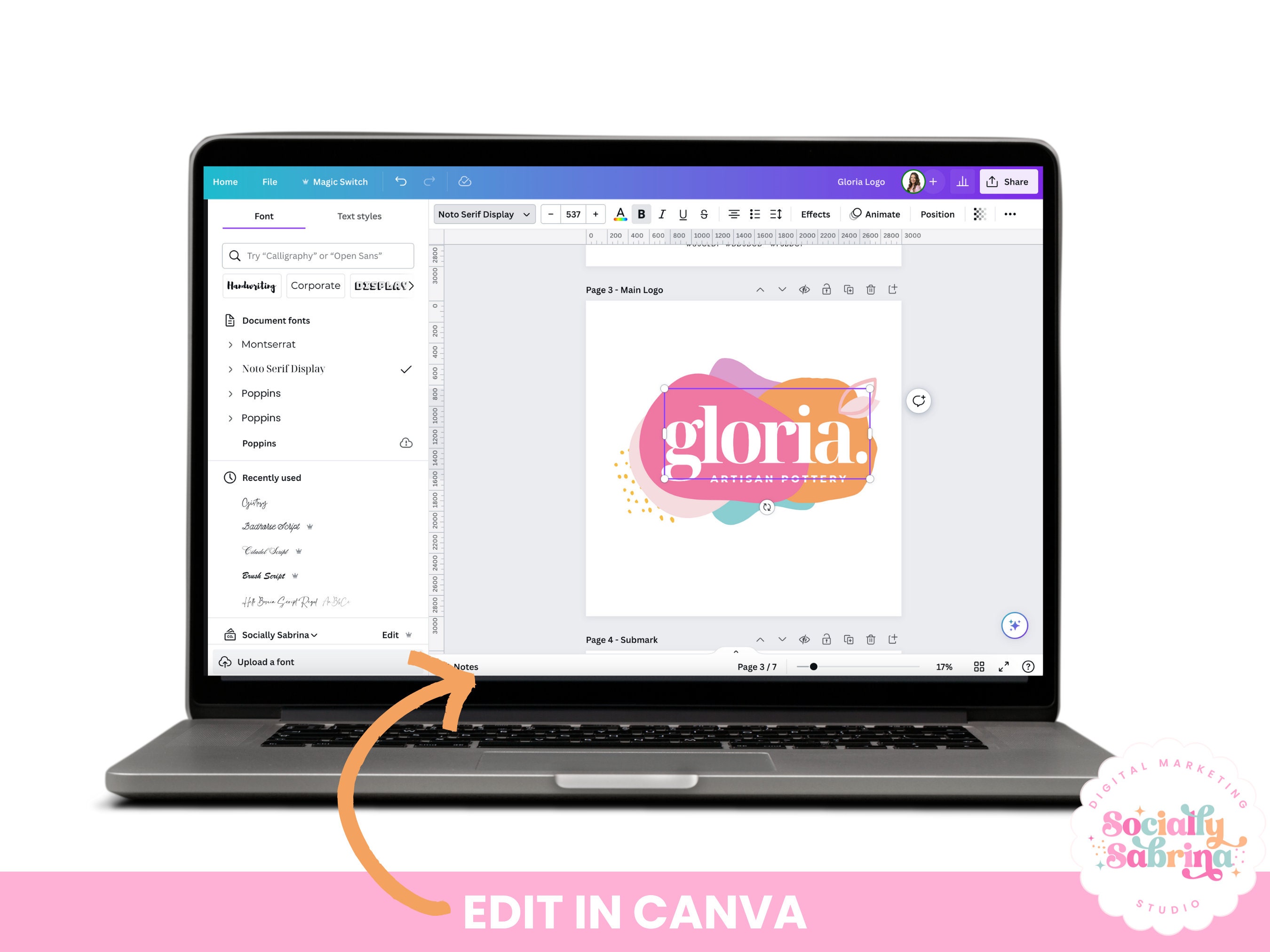 Canva Logo Template | Branding Kit Editable Canva Template - Etsy