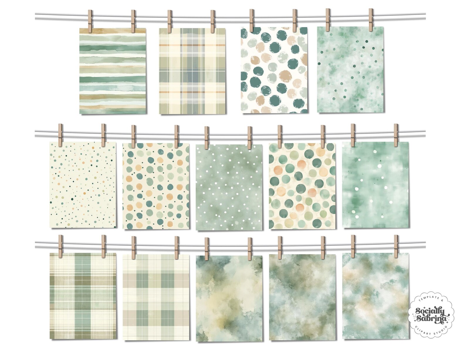 Watercolor Earth Tones Digital Paper Pack Neutral Boho Polka Dot ...