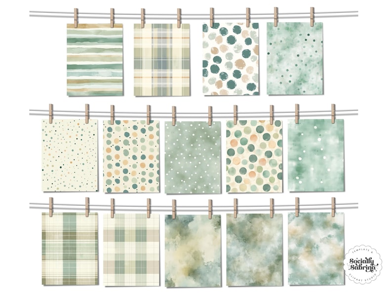 Watercolor Earth Tones Digital Paper Pack Neutral Boho Polka Dot ...