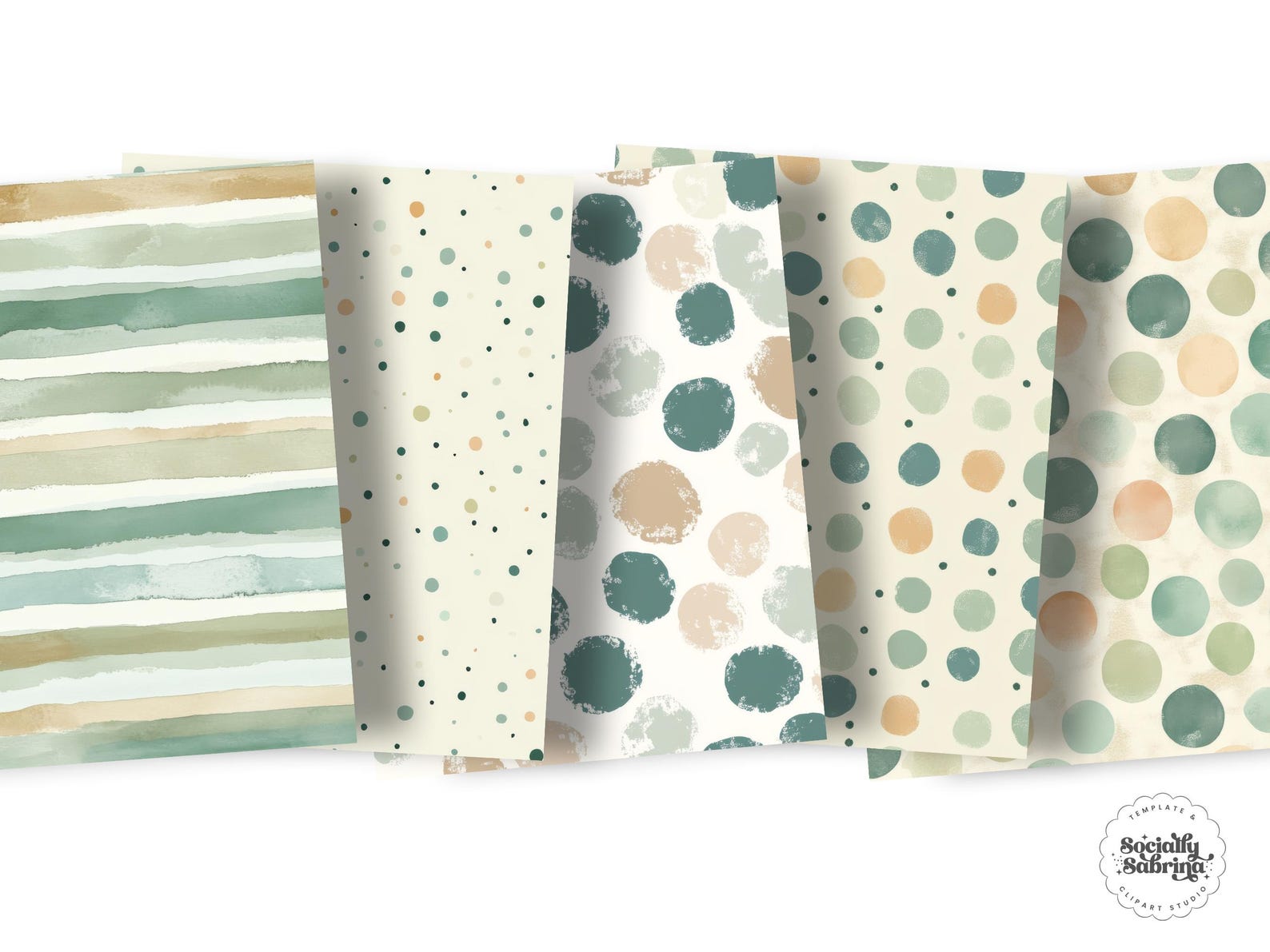 Watercolor Earth Tones Digital Paper Pack Neutral Boho Polka Dot ...