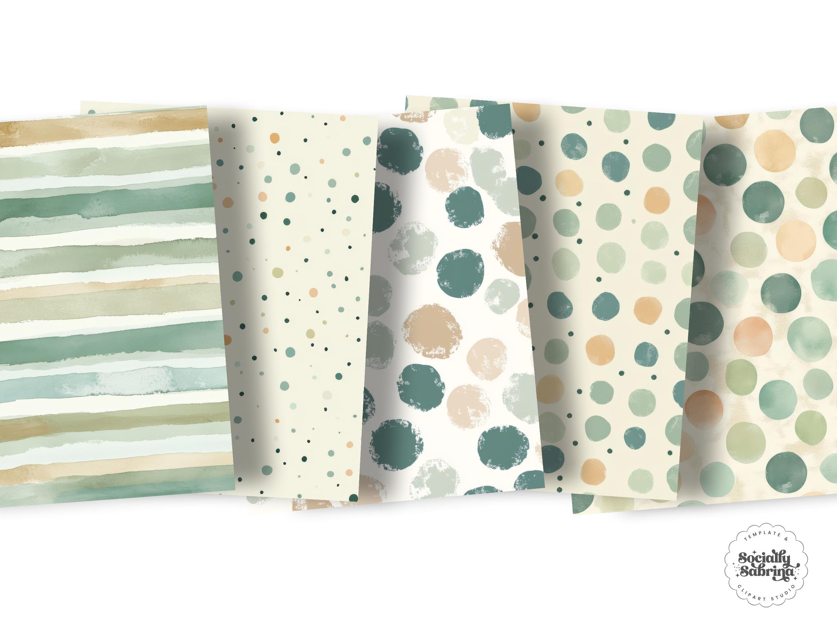 Watercolor Earth Tones Digital Paper Pack Neutral Boho Polka Dot ...