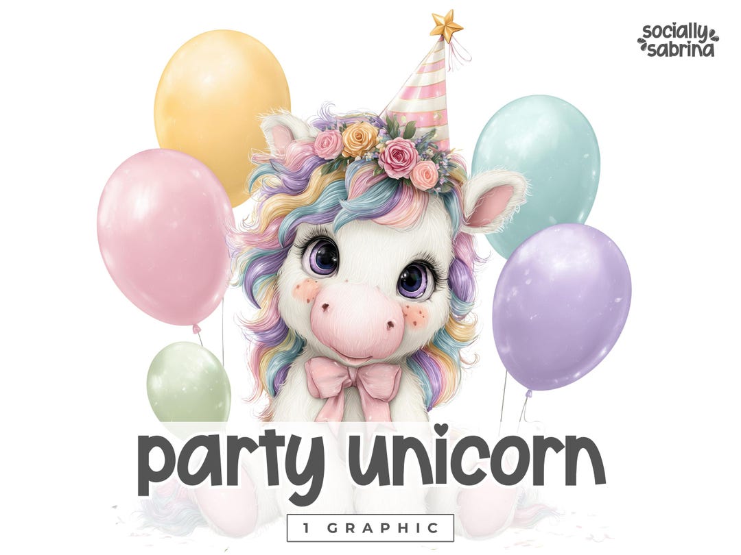 Party Unicorn Single PNG Image, Watercolor Unicorn, Birthday Clipart ...