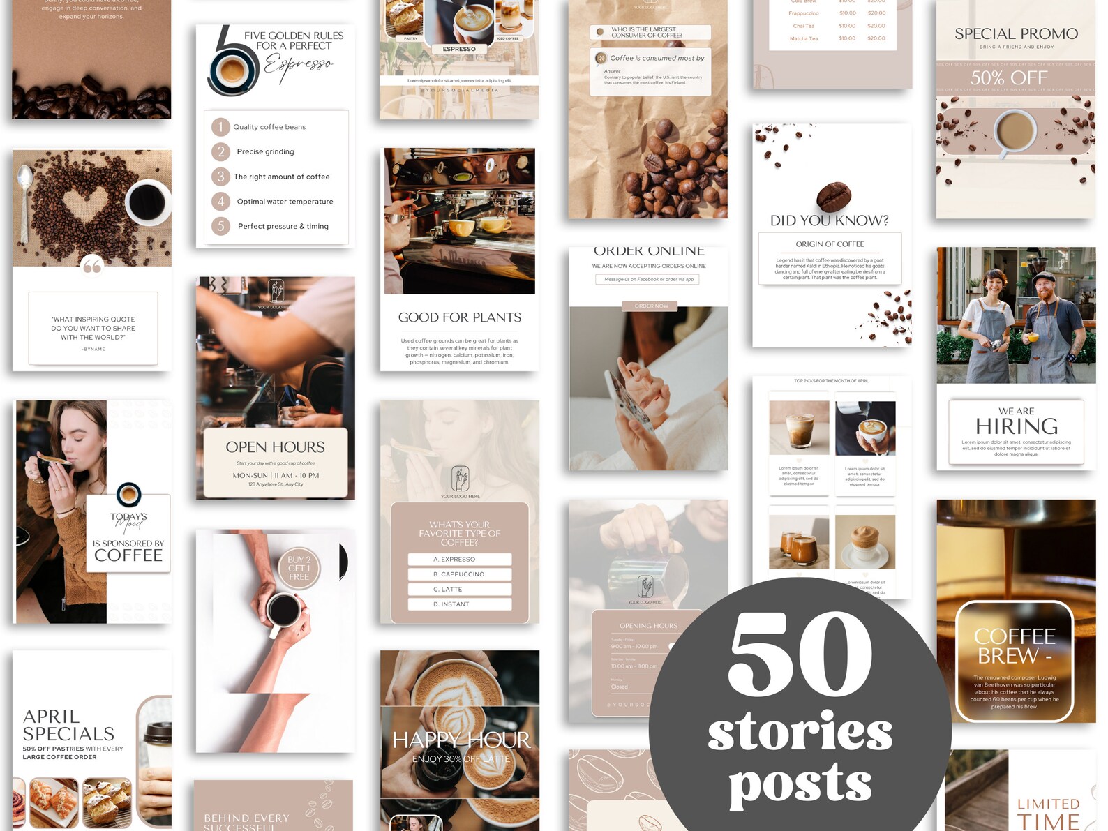 Coffee Shop Instagram Post Canva Templates - Coffee House Social Media ...