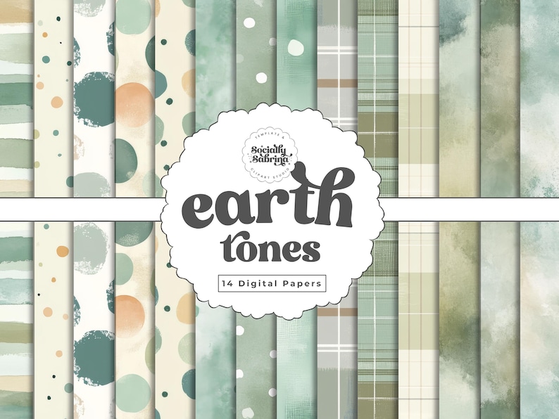 Watercolor Earth Tones Digital Paper Pack Neutral Boho Polka Dot ...