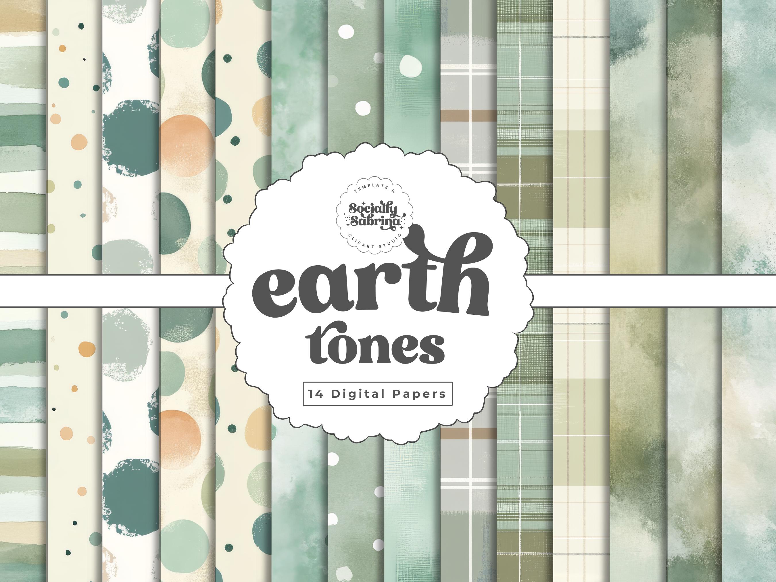 Watercolor Earth Tones Digital Paper Pack Neutral Boho Polka Dot ...