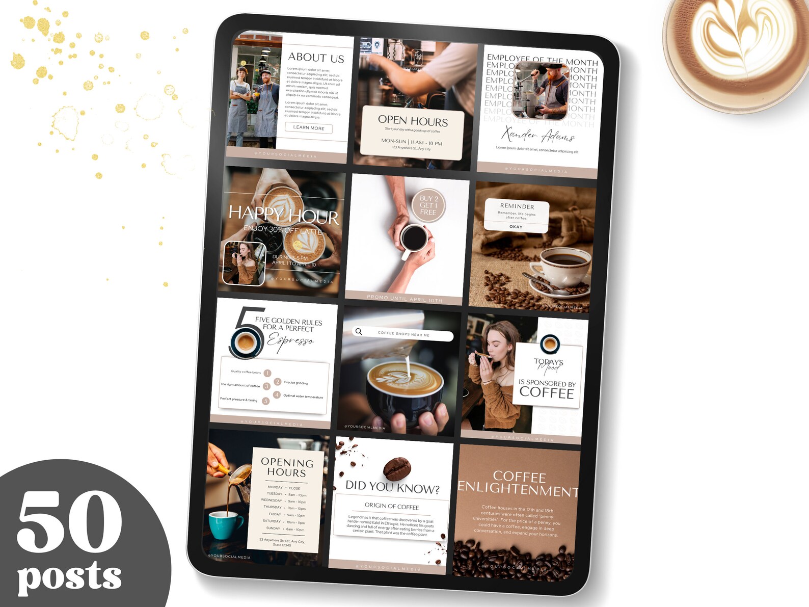 Coffee Shop Instagram Post Canva Templates - Coffee House Social Media ...