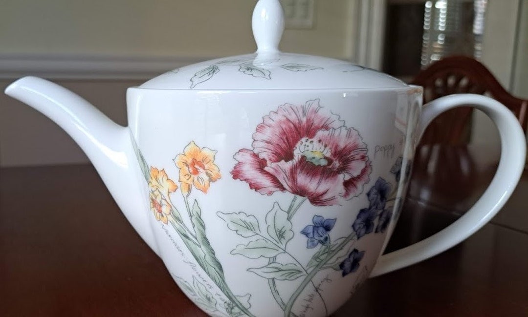 Vintage Lenox Porcelain Teapot Artist Sketchbook Spring Flowers - Etsy