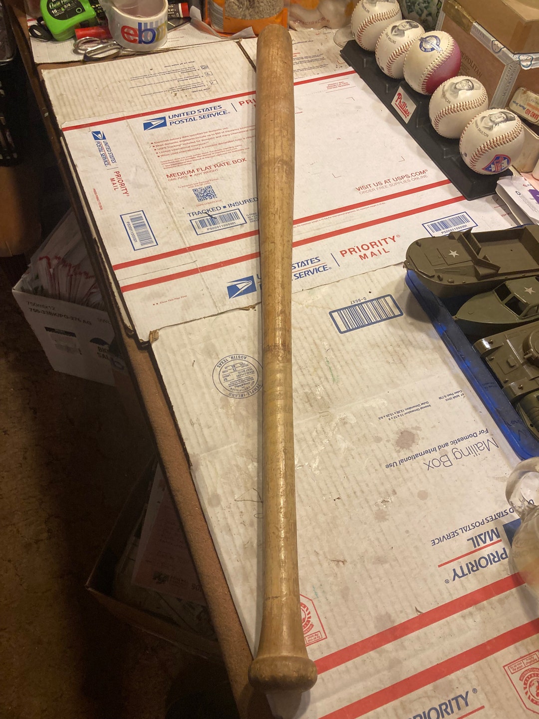 Very Old Vintage 34" WOODEN Softball Bat, Excellent Plus Condition ...