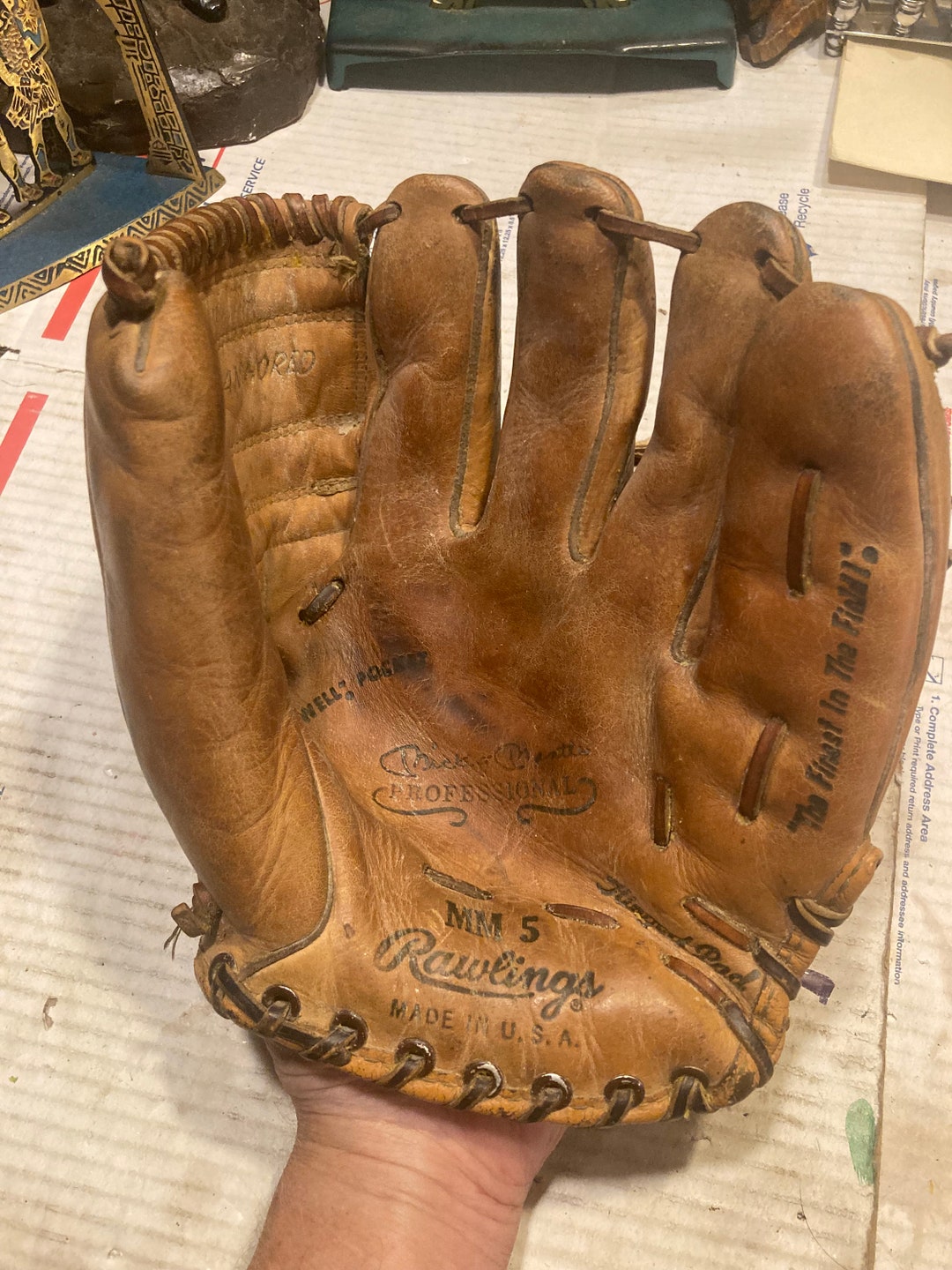 Vintage mickey Mantle Rawlings Professional Model RHT Baseball Glove ...
