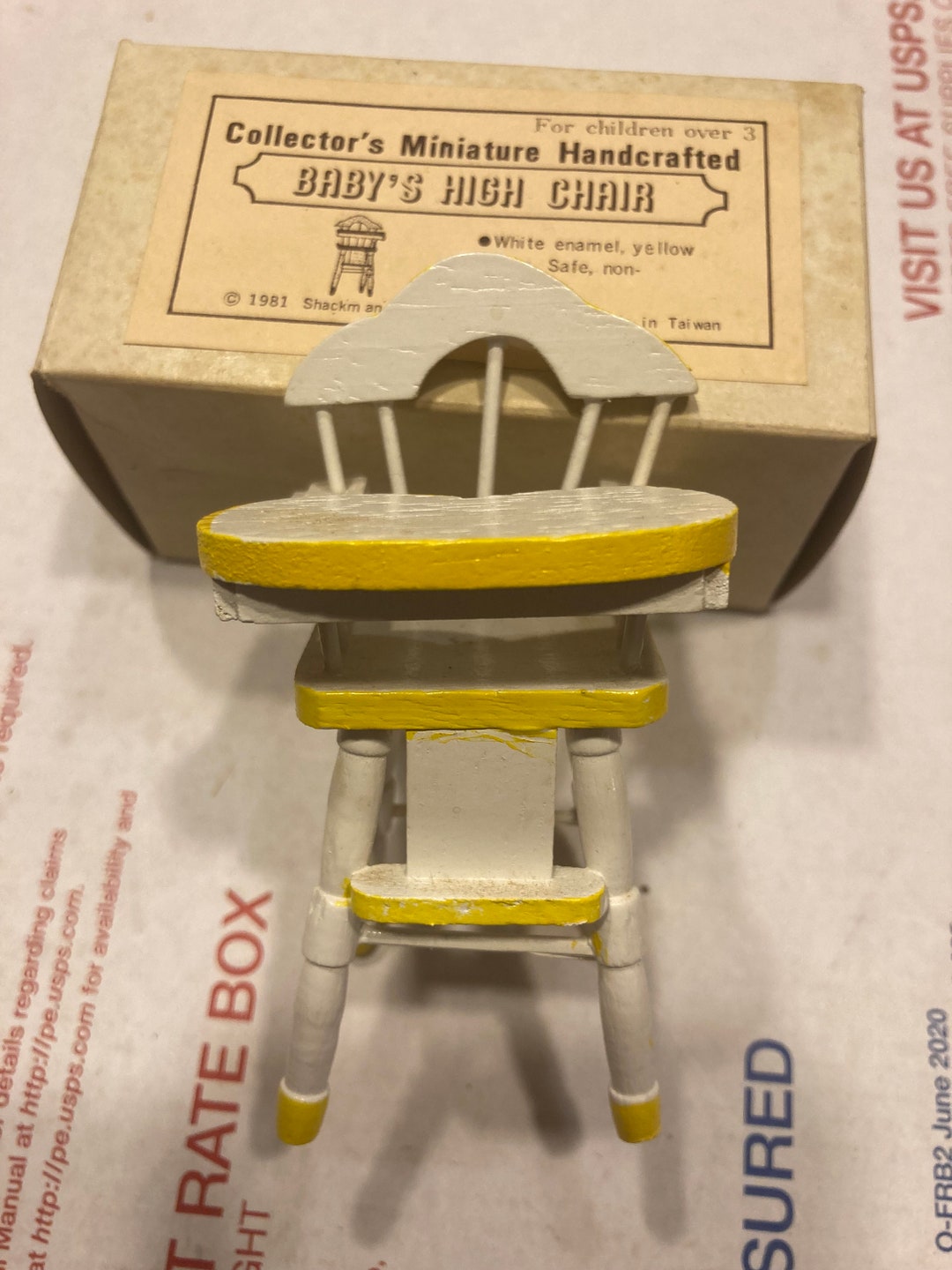 Vintage SHACKMAN Dollhouse Miniature Nice White, Yellow HIGH CHAIR ...