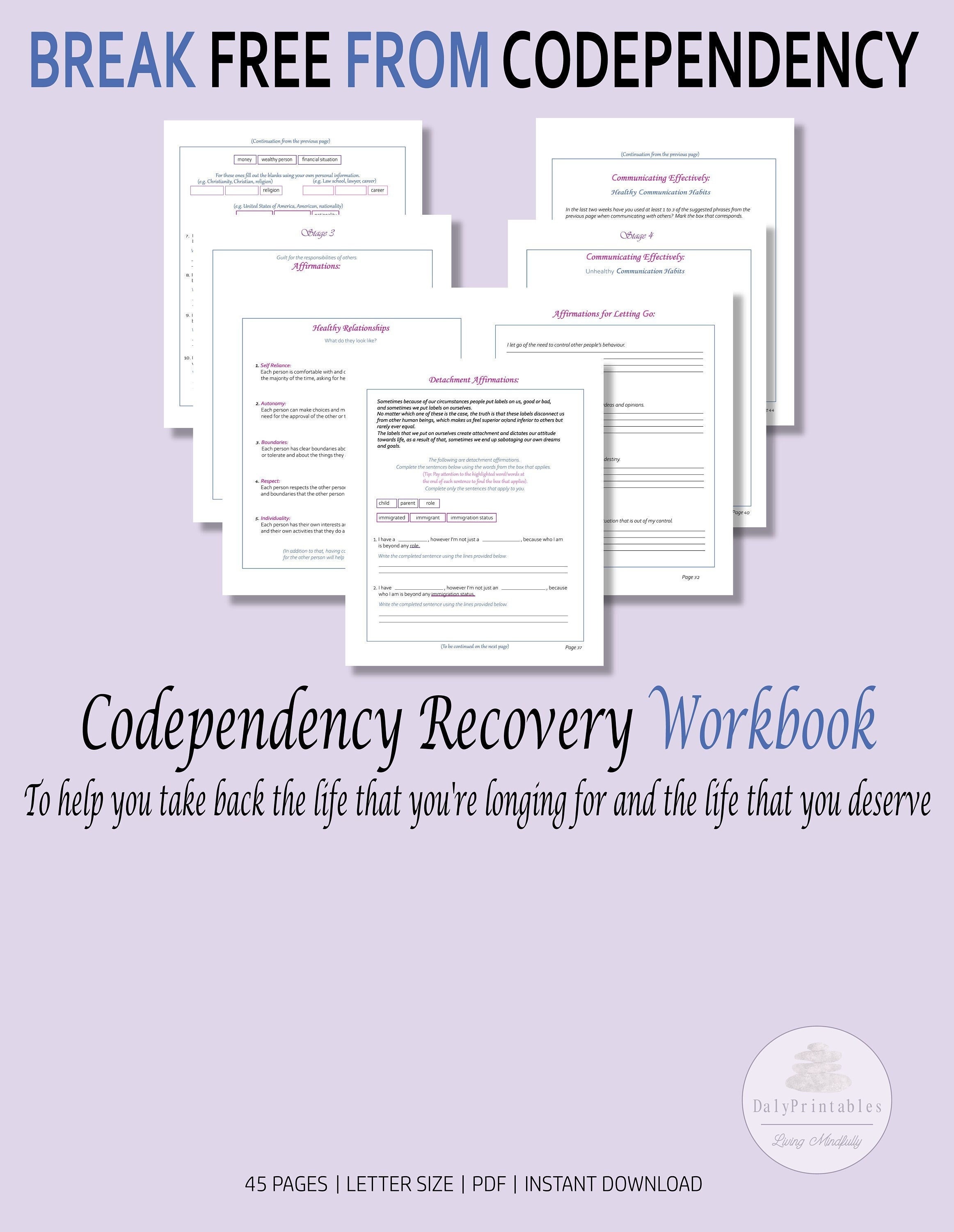 Codependency Therapy Activity Worksheets Overcoming, 59% OFF