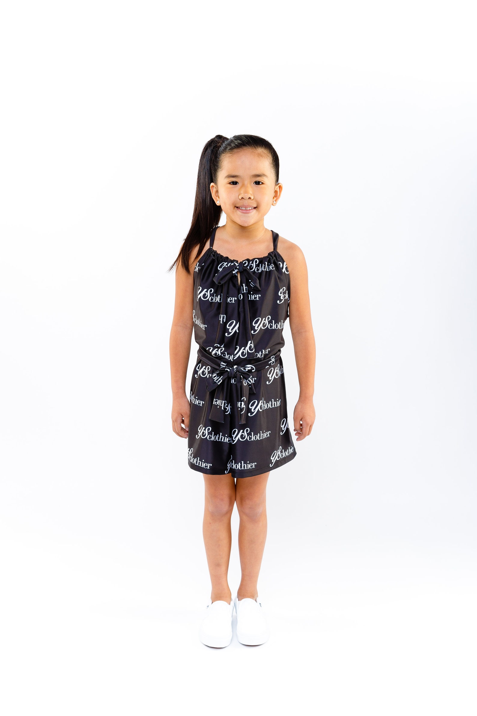 Toddler Girl Romper, Black Print Tween Jumpsuit, Girls One Piece Short ...