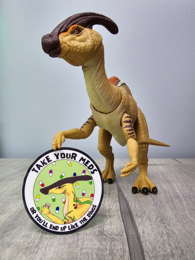 Parasaurolophus Dinosaur Silly Take Your Medicine Sticker - Etsy