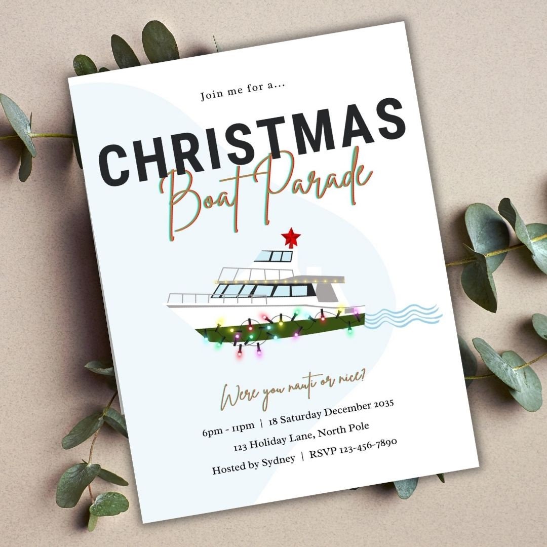 Christmas Boat Parade Invitation Template, Editable, Christmas Party ...
