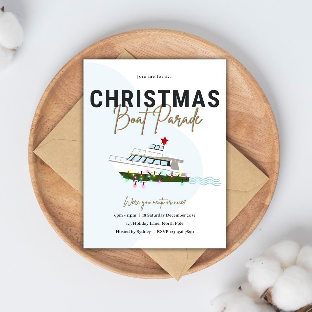 Christmas Boat Parade Invitation Template, Editable, Christmas Party ...