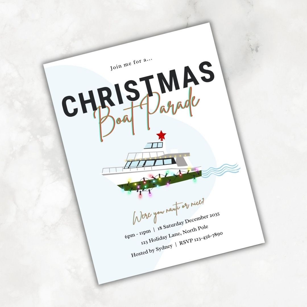 Christmas Boat Parade Invitation Template, Editable, Christmas Party ...