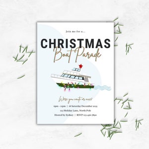 Christmas Boat Parade Invitation Template, Editable, Christmas Party ...
