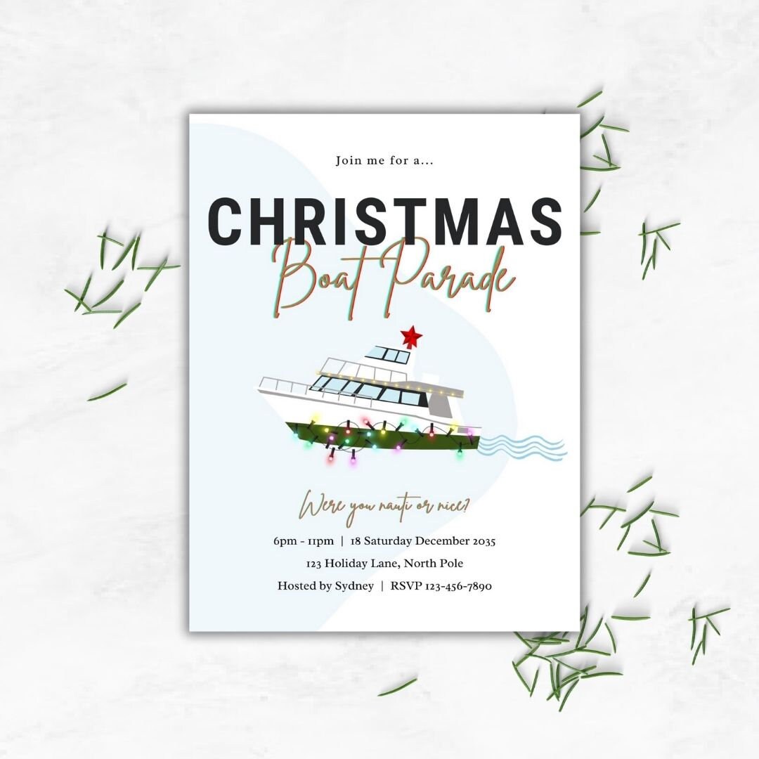 Christmas Boat Parade Invitation Template, Editable, Christmas Party ...