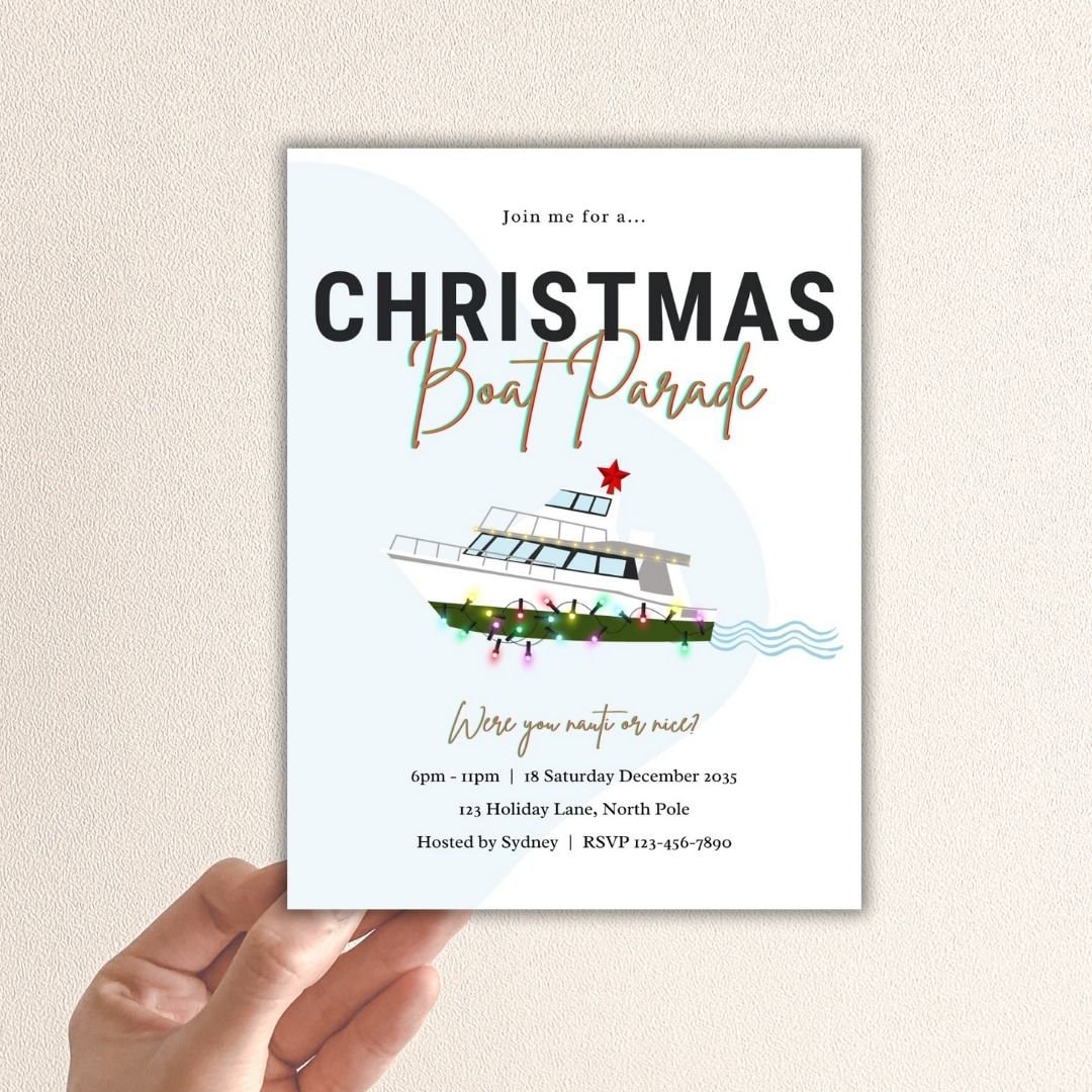 Christmas Boat Parade Invitation Template, Editable, Christmas Party ...