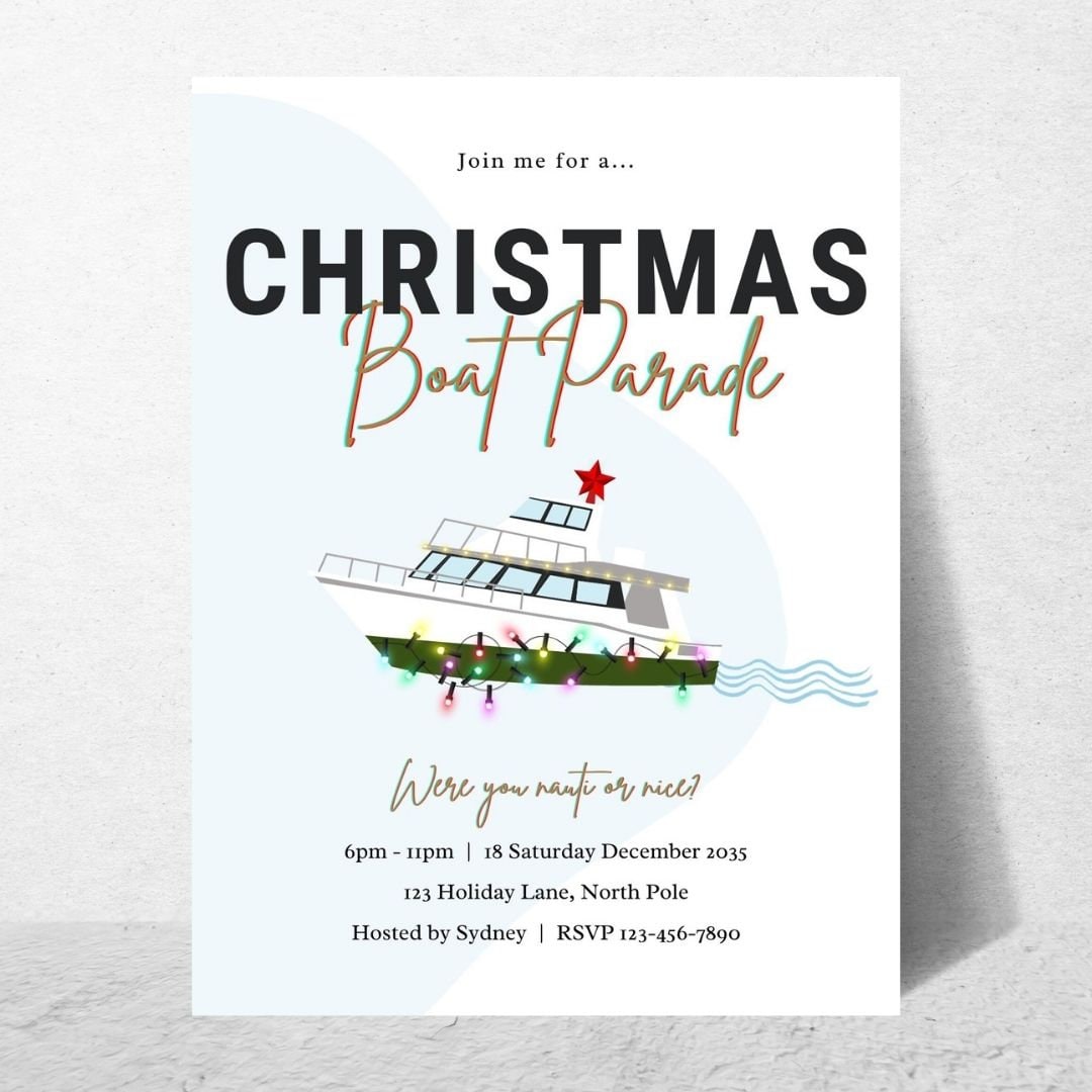 Christmas Boat Parade Invitation Template, Editable, Christmas Party ...