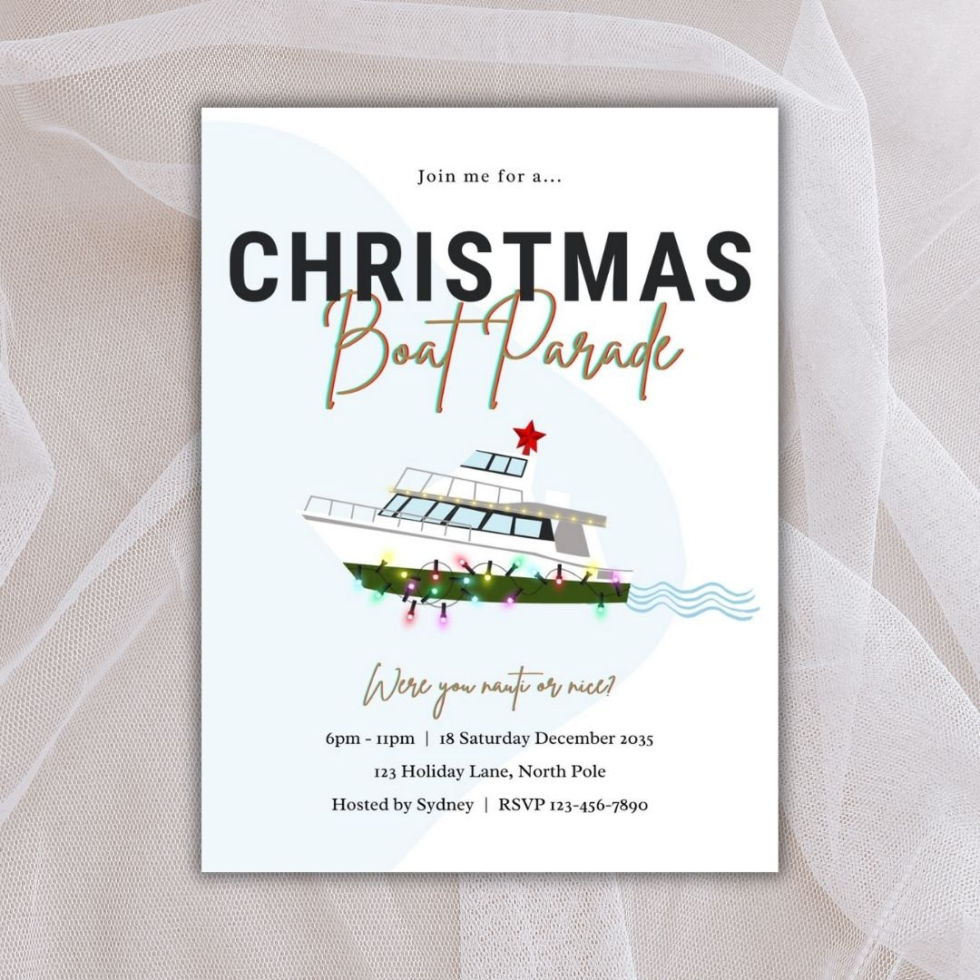 Christmas Boat Parade Invitation Template, Editable, Christmas Party ...