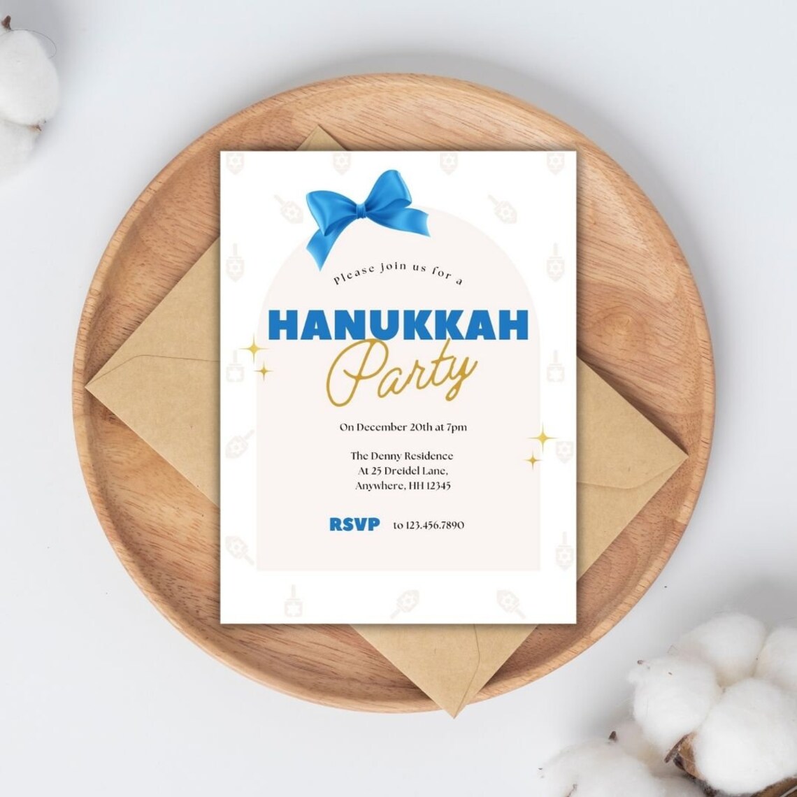 Hanukkah Party Invitation Template, Editable, Holiday Party Invite ...