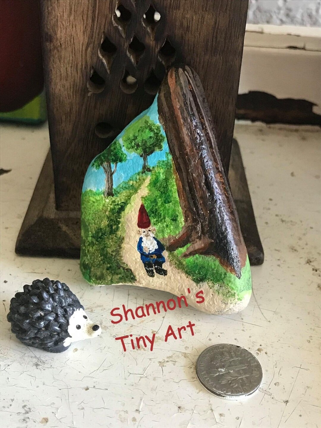 Gnome Painting on River Rock - Etsy