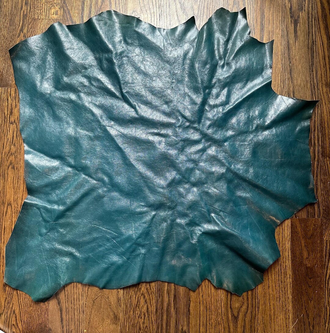 Ocean Blue Leather Remnant. - Etsy