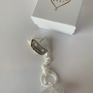 Silver Pacifier Clip. Silver Plated Pacifier Clip. Baby Pacifier Holder ...