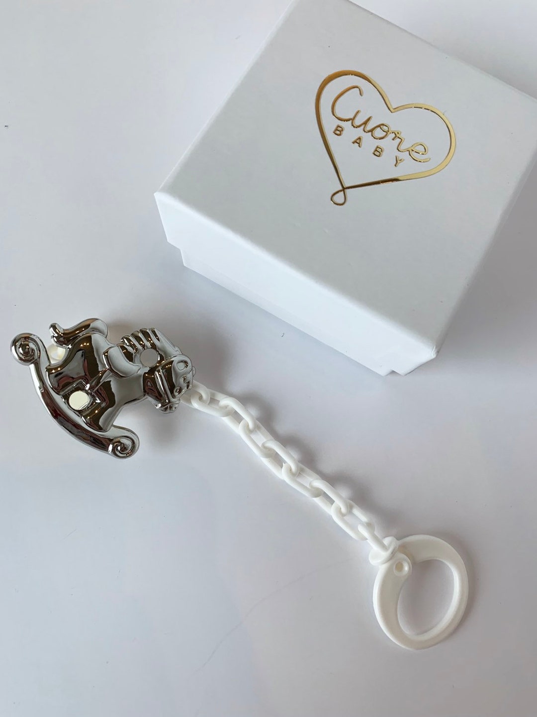 Silver Pacifier Clip. Silver Plated Pacifier Holder. Baby Gift. New ...