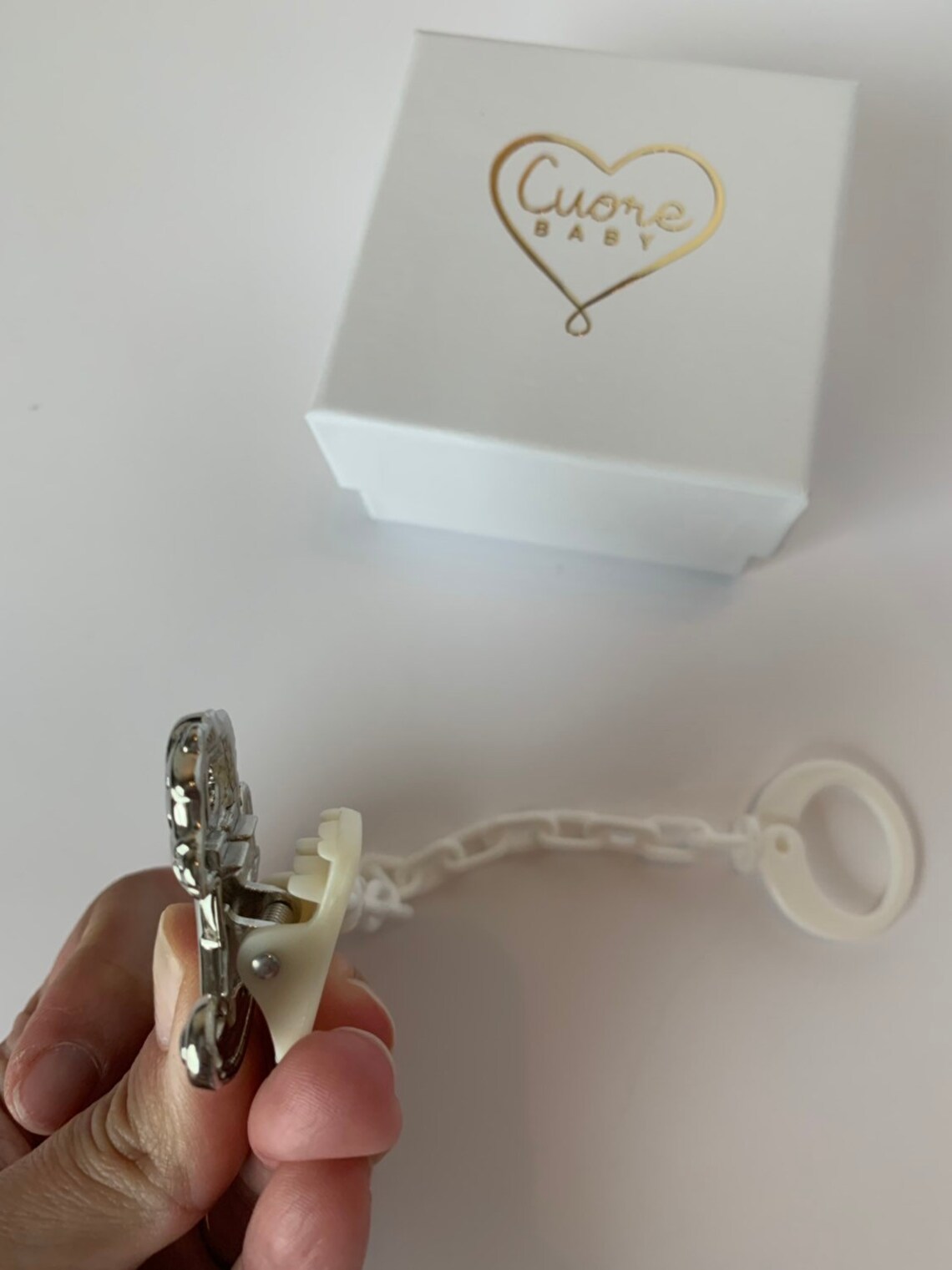 Silver Pacifier Clip. Silver Plated Pacifier Holder. Baby Gift. New ...