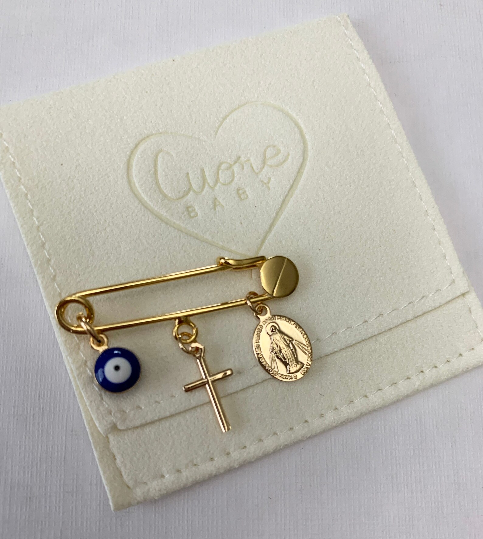 24K Gold Baby Safety Pin. Evil Eye Baby Safety Pin. Gold - Etsy
